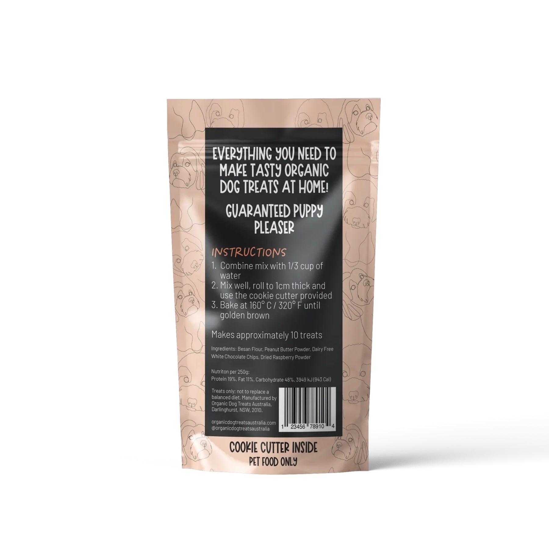 Organic Raspberry & White Chocolate Dog Treat Packet Mix & Cookie Cutt ...
